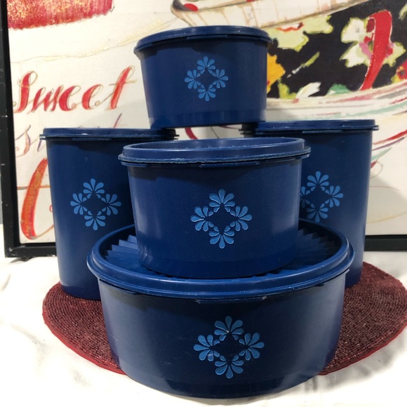 Kitchen | Vintage Blue Tupperware Set Of 5 | Poshmark